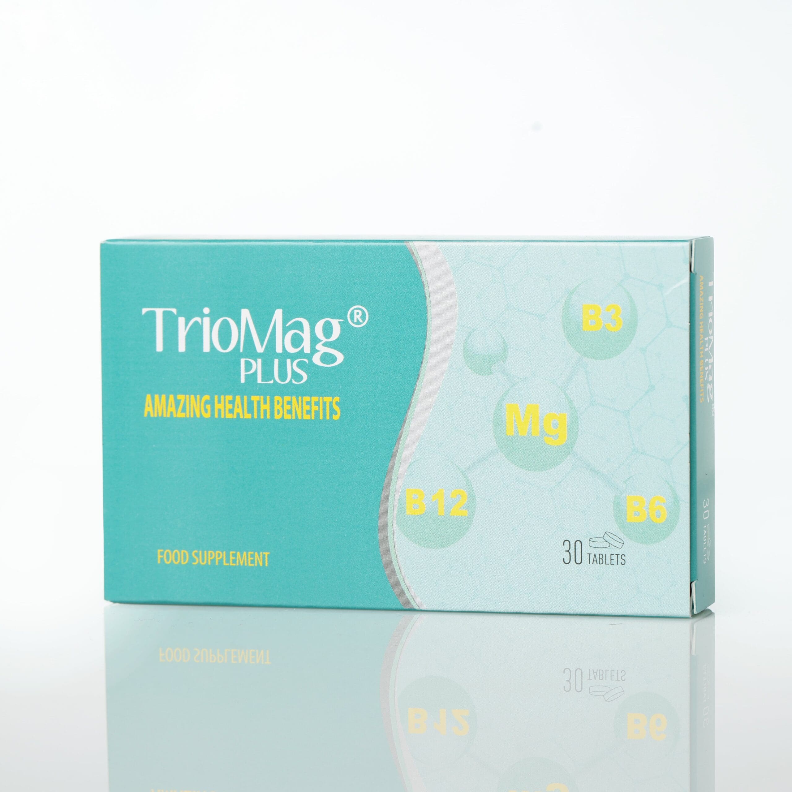 Triomag Plus 30 Tablets Magnesium Citrate Magnesium Oxide B3 B6 B12 Su ...